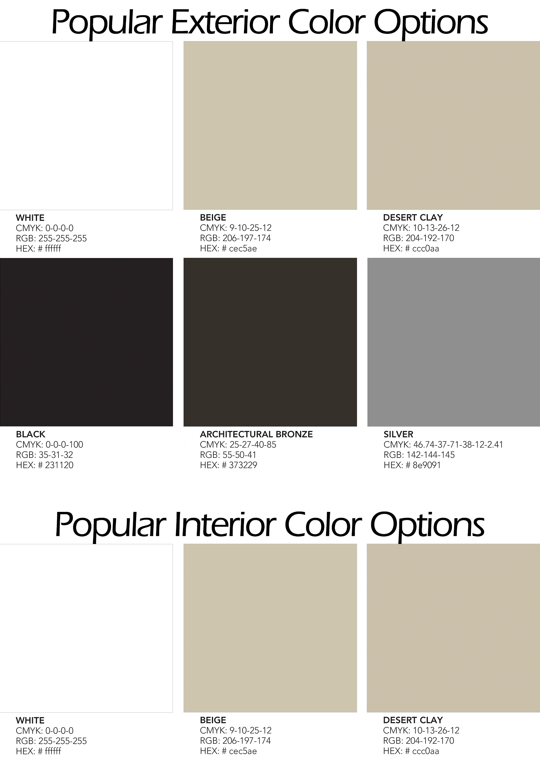 Color Samples & Brochures - Window Universe Portland OR - Email Price List